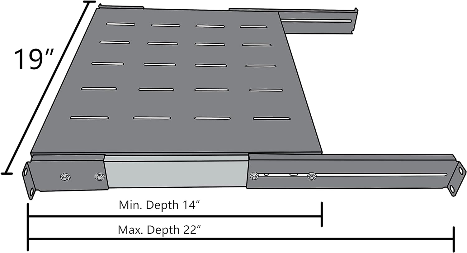 1U Sliding Rack Shelf 19" Server Rack Mount Cabinet 14"-22" Adjustable ...