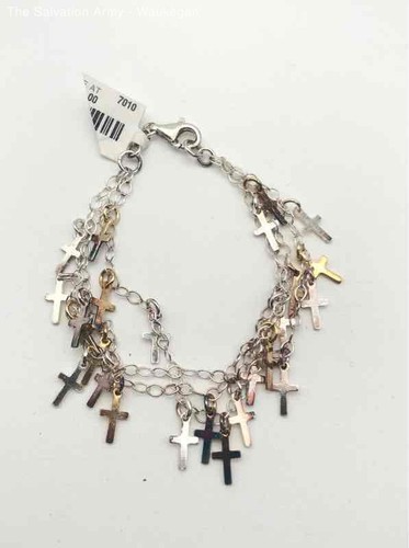 Sterling Silver Cross Charm Bracelet | eBay