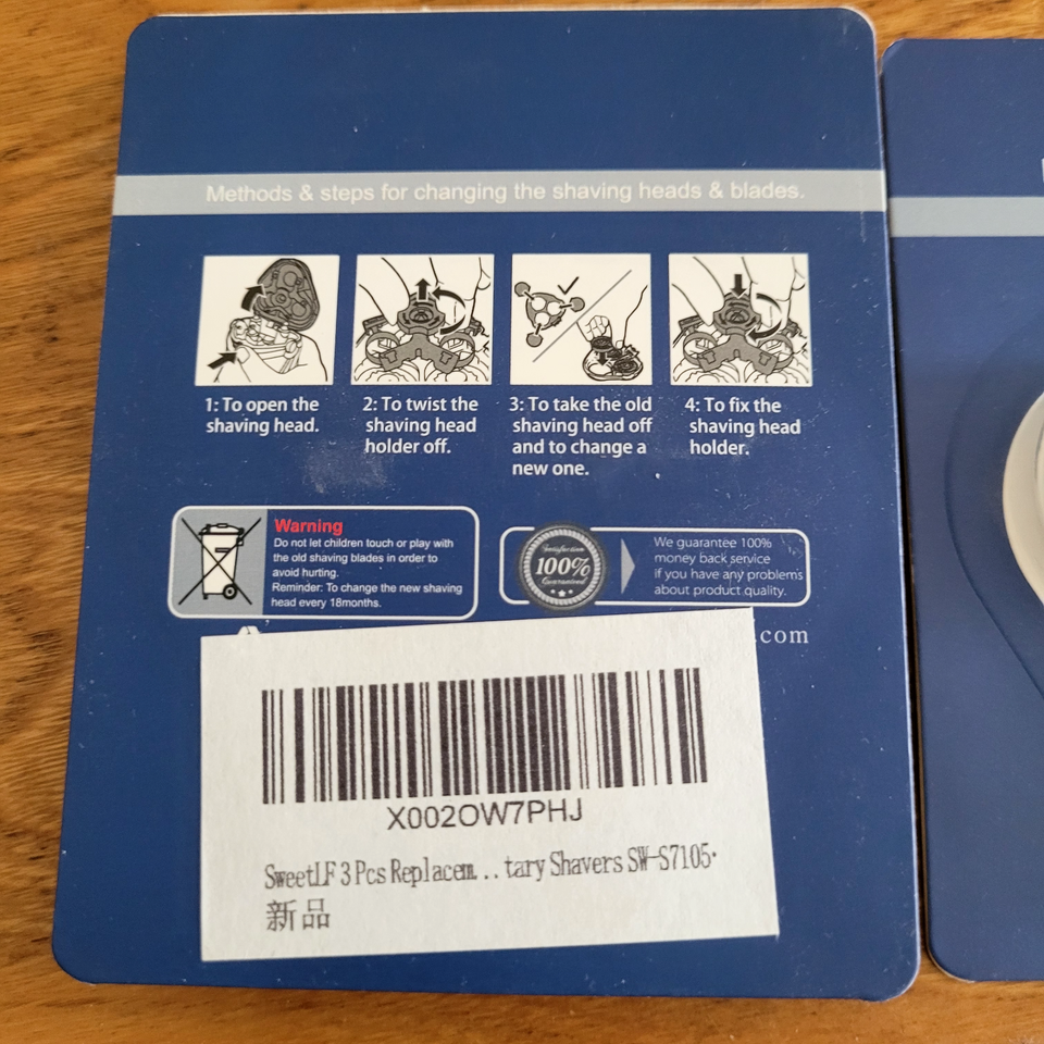 2 x 3PCS Sweetlf Replacement Blades for SweetLF Electric Razor for Men ...