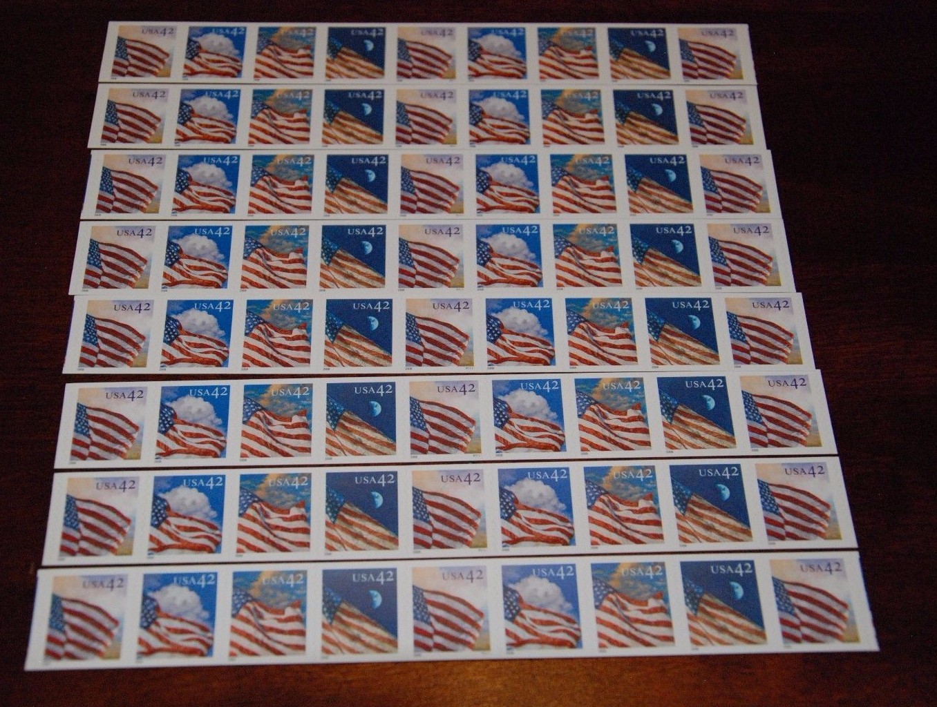 US 2008 Scott 4240-44 4244 Plate Strip of 9 American Flags MNH # P1111 ...
