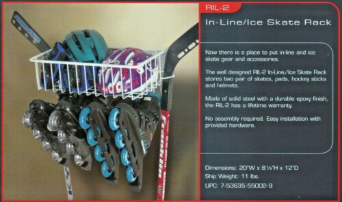 Racor RIL-2 In-line Roller or Ice Skate Rack For 2 Pair - Wall Mt NIB ...