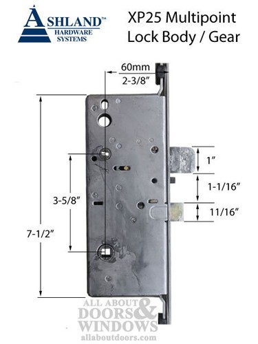 Ashland XP25 3 point Shootbolt Multipoint Lock, 60mm backset, 20mm ...
