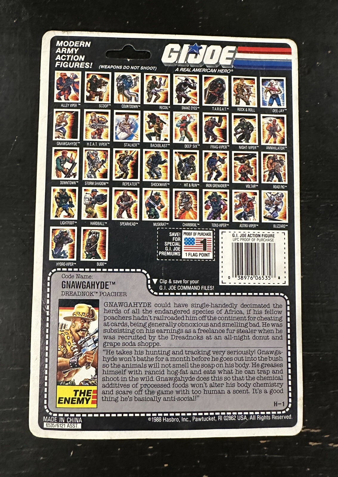 Vintage GI Joe ARAH Gnawgahyde Full Card Backfire Card | eBay