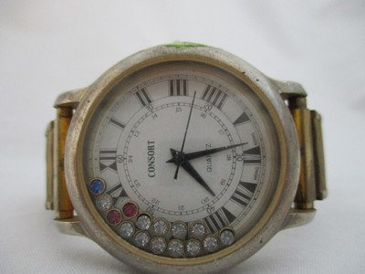 Consort Watch Gold Tone Expansion Band Roman Numerals Floating ...