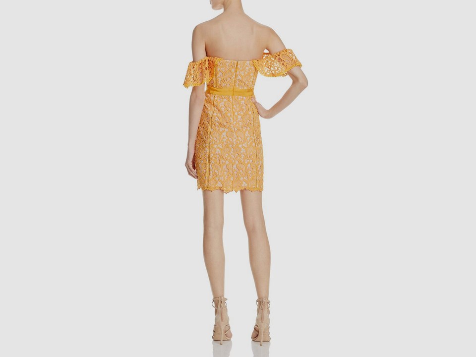 $286 Adelyn Rae Women's Orange Maddie Off The Shoulder Lace Mini Dress ...