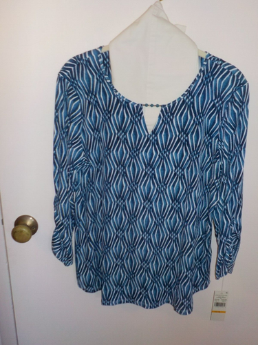 Alfred Dunner blue print top size small NWT | eBay