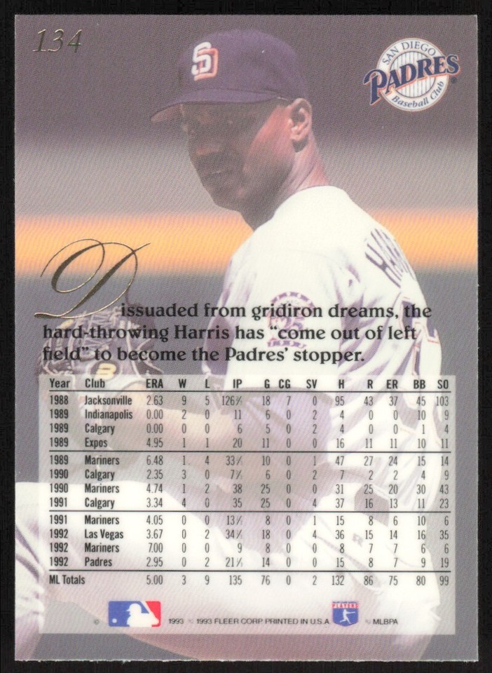 1993 Flair Baseball Card Gene Harris #134 San Diego Padres | eBay
