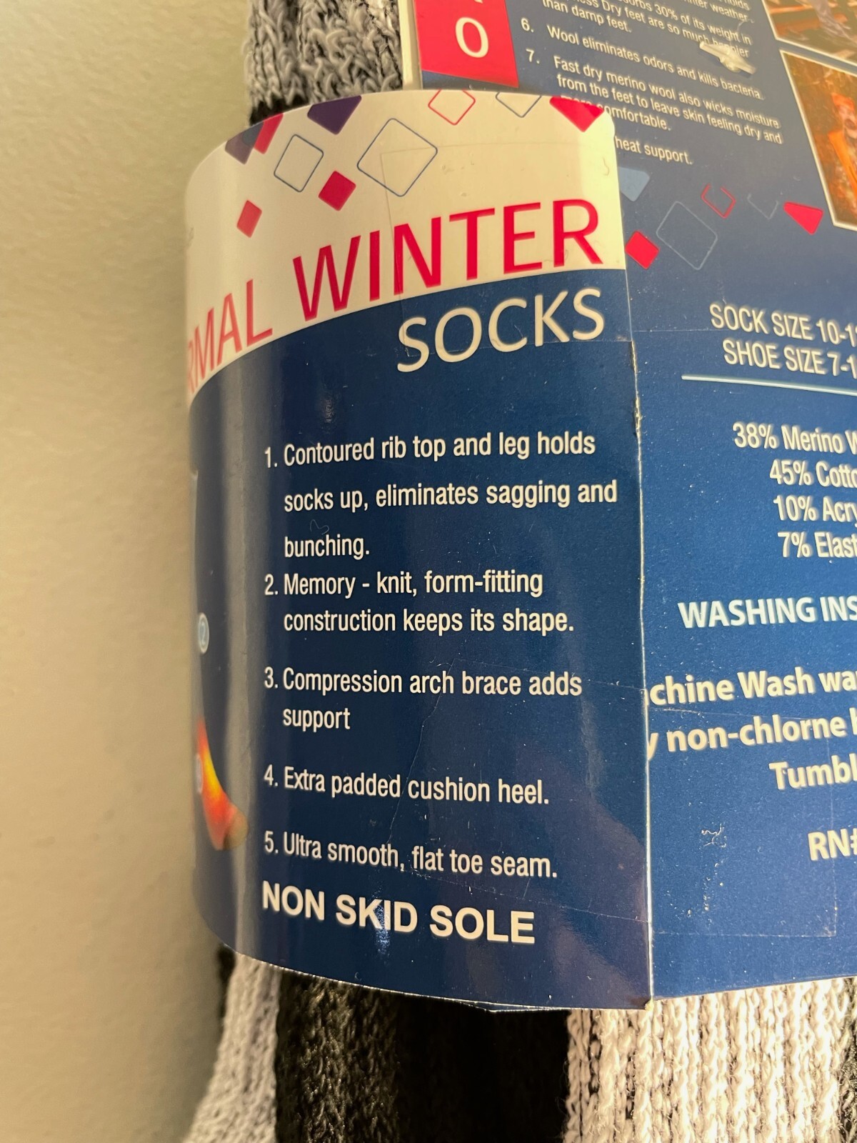 Debra Weitzner Merino Wool Grip 3 pair non skid socks men 10-13 hiking ...