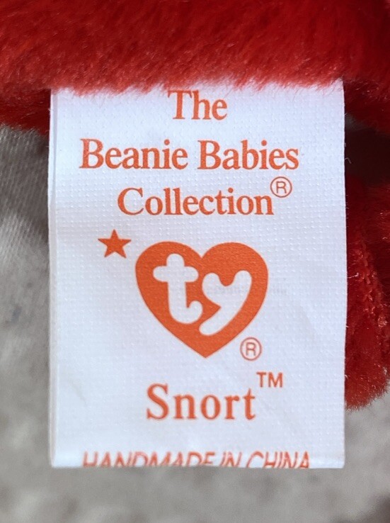 1995 TY BEANIE BABY "SNORT" THE RED BULL, 5th Gen Hang, 6th Gen Tush ...