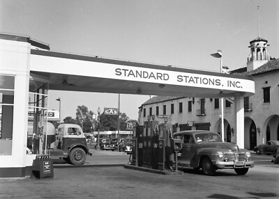 Vintage Standard Crown Gas Station PHOTO 1942 Service Pumps California ...