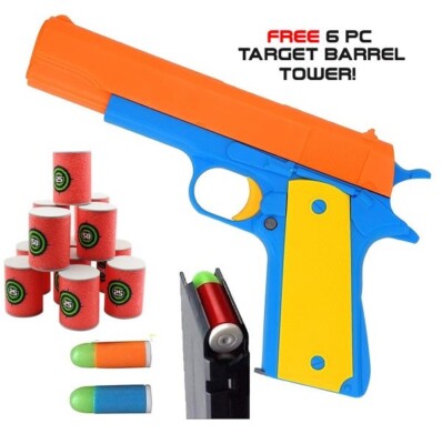 Kids Toy Gun Safe Shooter with Target Kids Safe Toy Gun 1911 Luminous ...
