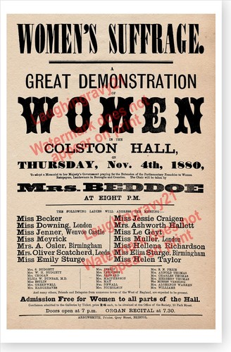 Womens Woman Suffrage Great Demonstration Colston Hall England UK 1880 ...