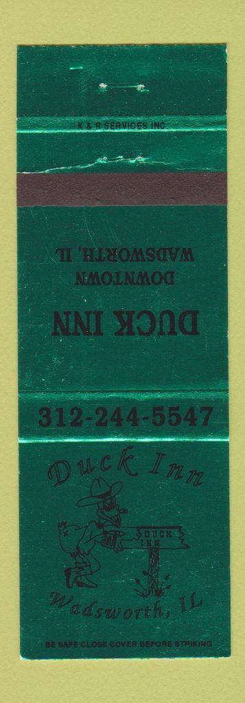 Matchbook Cover - Duck Inn Wadsworth IL | eBay