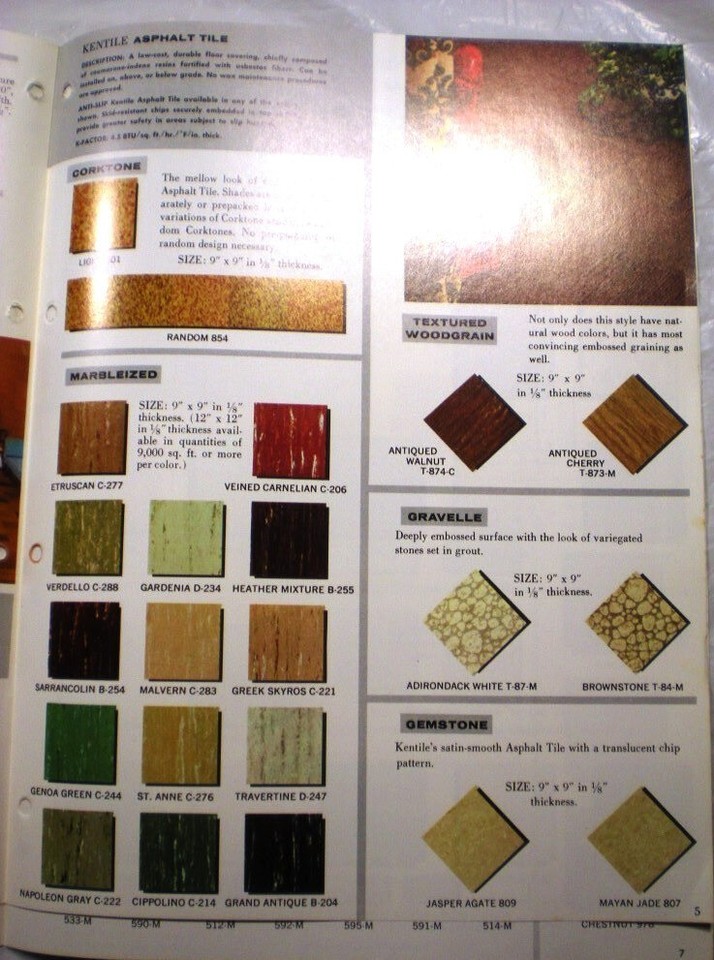 KENTILE Floors Catalog VINYL ASBESTOS & ASPHALT Tile Flooring 1973 ...