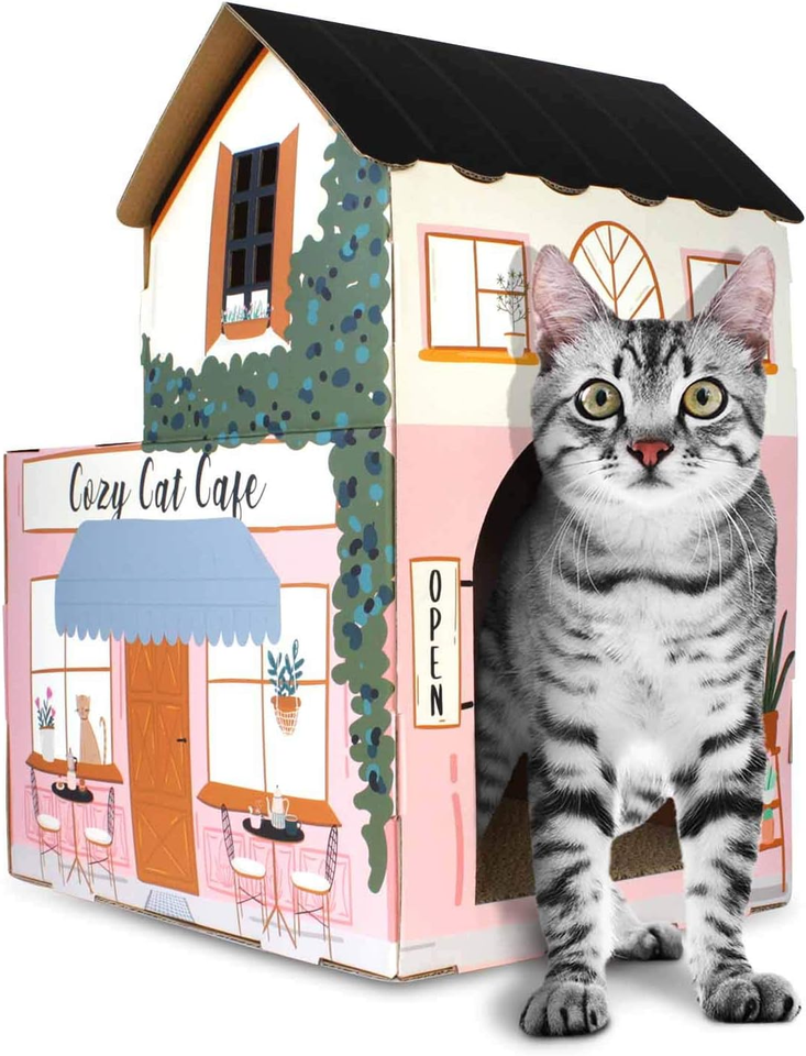 Cat House with Scratcher & Catnip Included - Coffee House | eBay