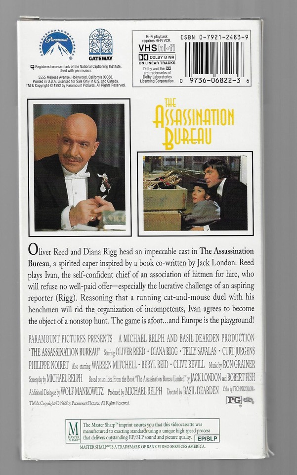 Assassination Bureau DIANA RIGG OLIVER REED 1968 VHS VF tape + Box | eBay