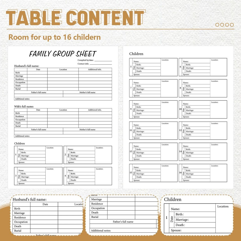50 Sheets Two Sided Family Group Genealogy Charts for DNA Research ...
