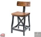 Industrial Square Wooden Seat Counter Stool High Chair Bar Kitchen ...