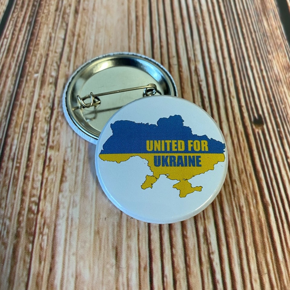 United with Ukraine Badge, Pin Button badge, united against war, Chest ...