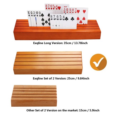 Exqline Wood Playing Card Holders Tray Racks Organizer Set of 2 for ...