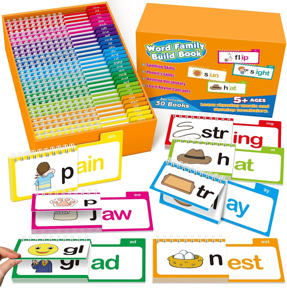 Word Family Build Book, 30 Read and Rhyme Flip Books, Sight Words Flash ...