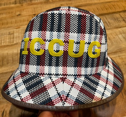 Auth.Gucci ICCUG check-print Bucket Mirror Image Iccug fedora Hat XL ...