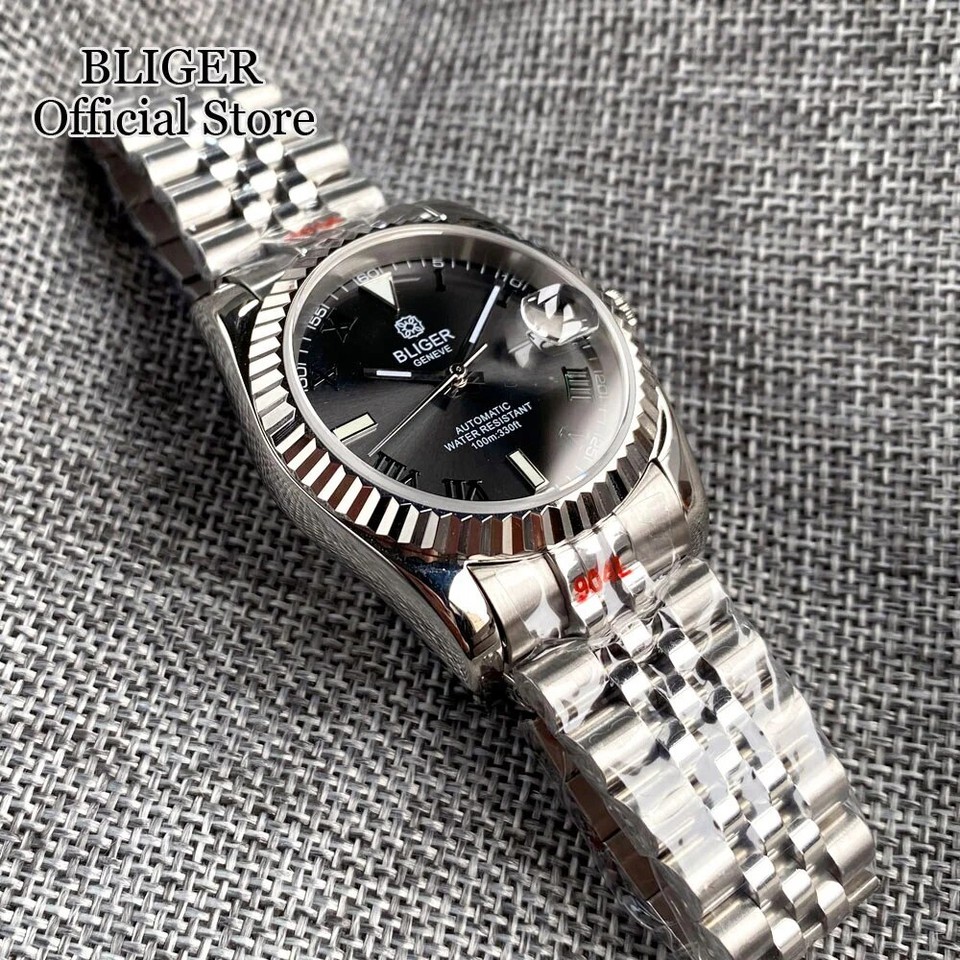 Luxury 36mm 39mm Sunburst Grey Dial Roman Numbers Japan NH35 Automatic ...