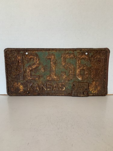 1942 Kansas License Plate 42 1568 Car Tag Antique Collector Man Cave ...