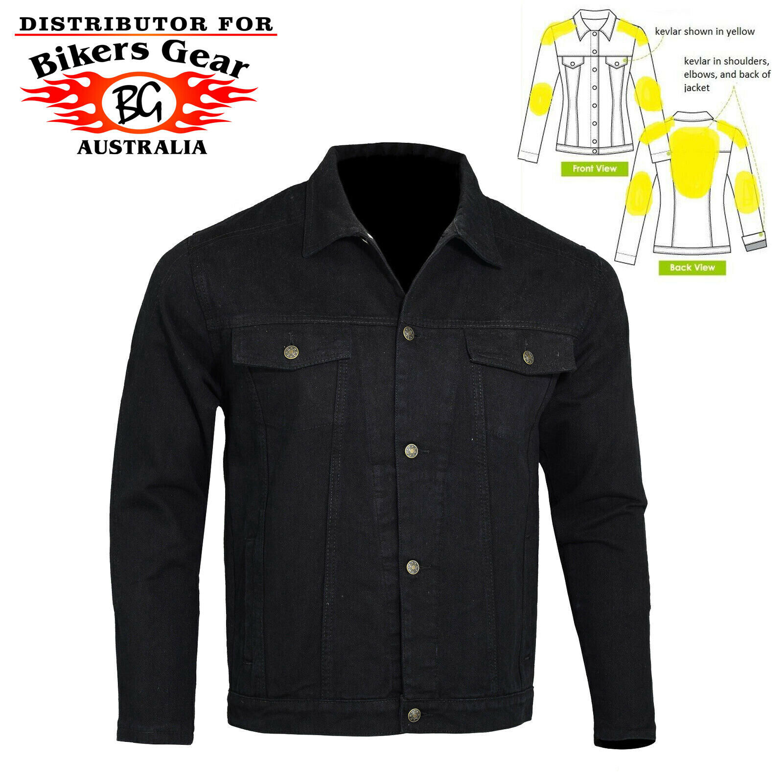 Australian Bikers Gear CE Armoured Motorcycle Denim Jacket lined with ...