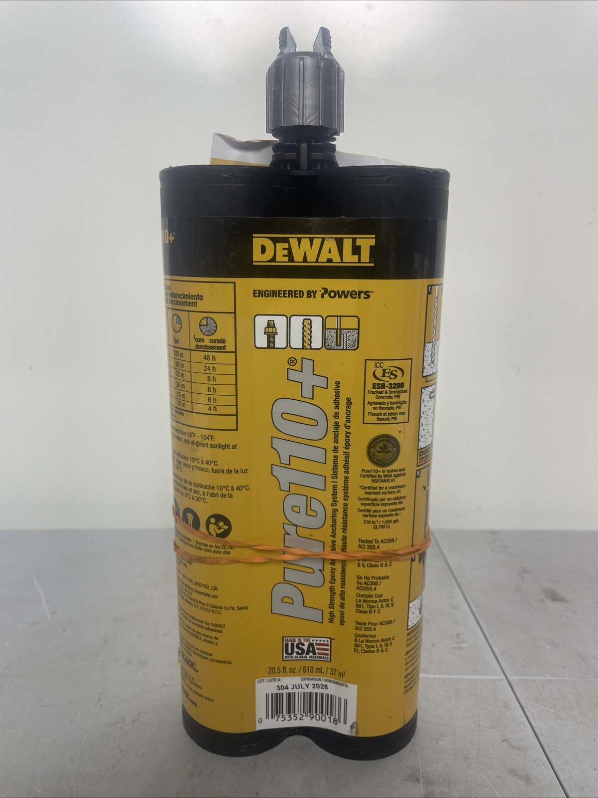 DeWalt Powers Pure Cartridge 110+ Adhesive Anchoring System 20.5 fl oz ...