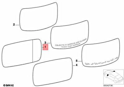 Genuine BMW E60 E61 E63 E64 Mirror Glass Heated Wide-Angle Right ...