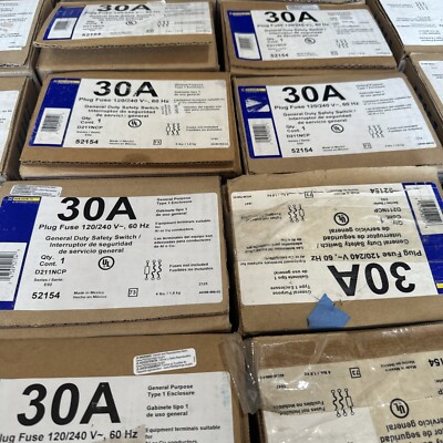 Square D D211 NCP Disconnect Safety Switch 30 Amp 120/240 Fuses Nema 1 ...