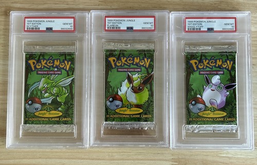 1999 Pokemon WOTC Jungle 1st Edition Packs Set PSA 10 All 3 Arts Set ...