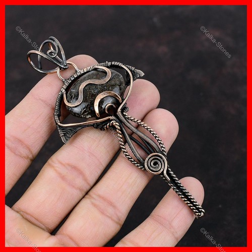 Oval Dinosaur Bone Gemstone Copper Boho Wire Wrapped Anniversary ...