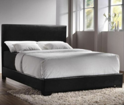 Queen Size Bed Complete Set Faux Leather Frame Bedroom Headboard ...