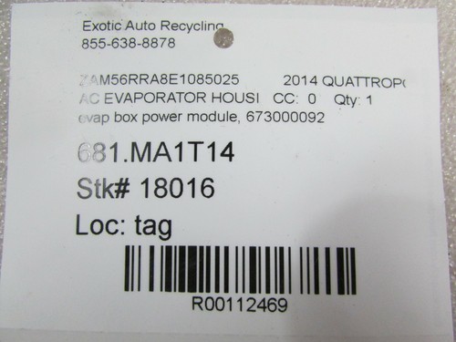 Maserati Quattroporte, Evap Box Power Module, Used, P/N 673000092 | eBay