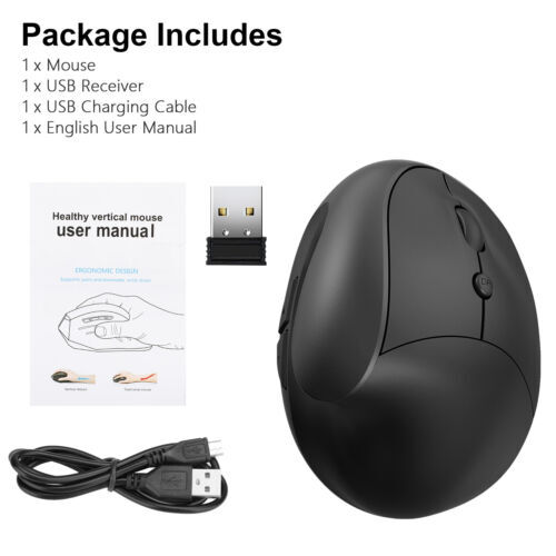 Optical Vertical Mouse Ergonomic Wireless USB 2400DPI Right Handed ...