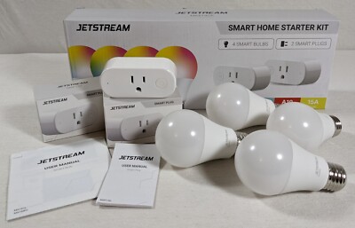 Jetstream Smart Home Starter Kit 4 Color Bulbs 2 Plugs MK619CP App ...