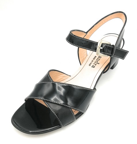 Alessandra C1102 Sandale Cuir Vernice-Nappa Noir Sangle de Talon T 5 ...