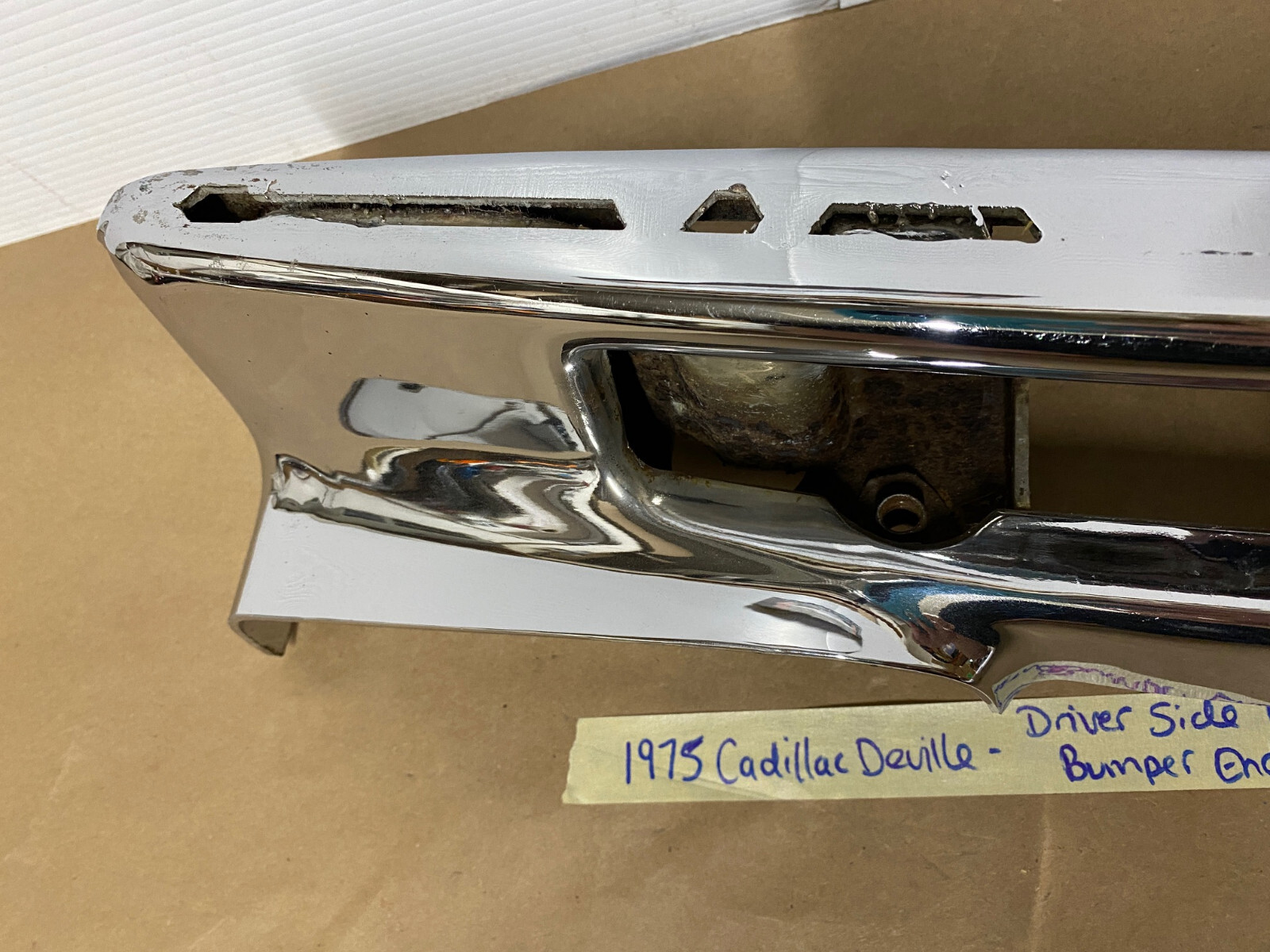 OEM 75 Cadillac Deville LEFT DRIVER SIDE BACK REAR CHROME BUMPER END | eBay