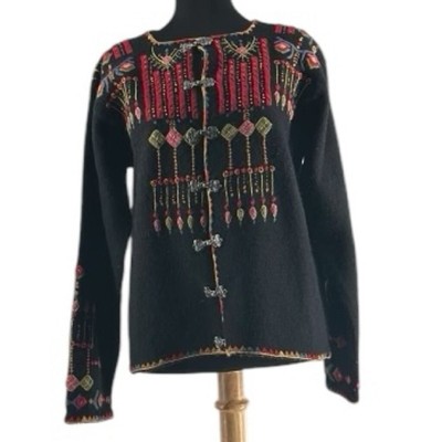 Vrikke Norwegian sweater cardigan wool Irene Haugland embroidered top ...