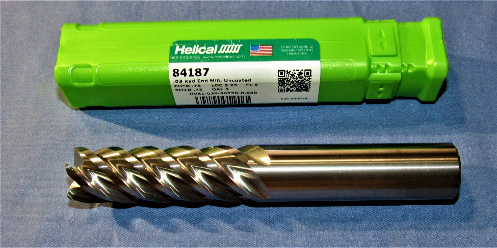 HELICAL Carbide End Mill 3/4 dia. 5 flute 2-1/4 " LOC 0.030" CR 5 " OAL ...