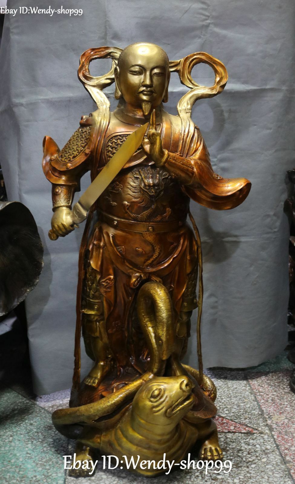 36" Huge Bronze Feng Shui Xuanwu Emperor sovereign tortoise Turtle ...