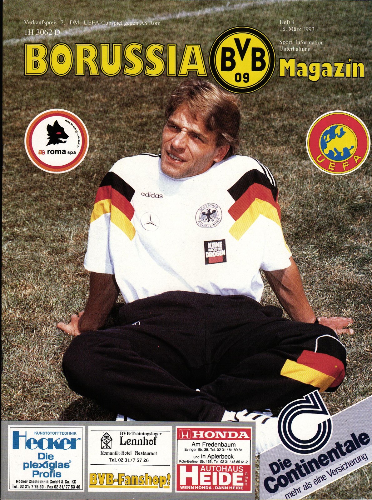 UEFA - Ec III 92/93 Borussia Dortmund - As Roma, 18.03.1993 - Thomas ...
