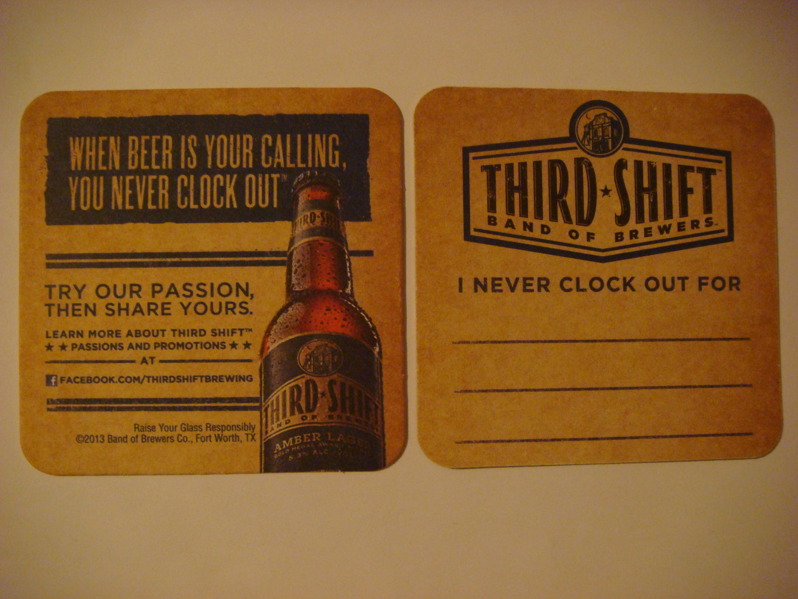 Beer Bar Coaster ~ COORS Brewing Third Shift Band of Brewers Lager ...