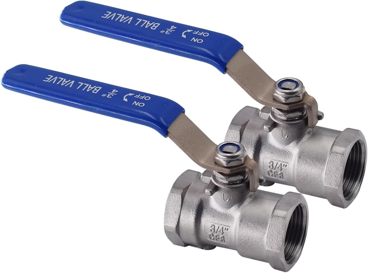 3/4" Ball Valve, 304 Stainless Steel, 1-Piece 1000 WOG, Standard Port ...