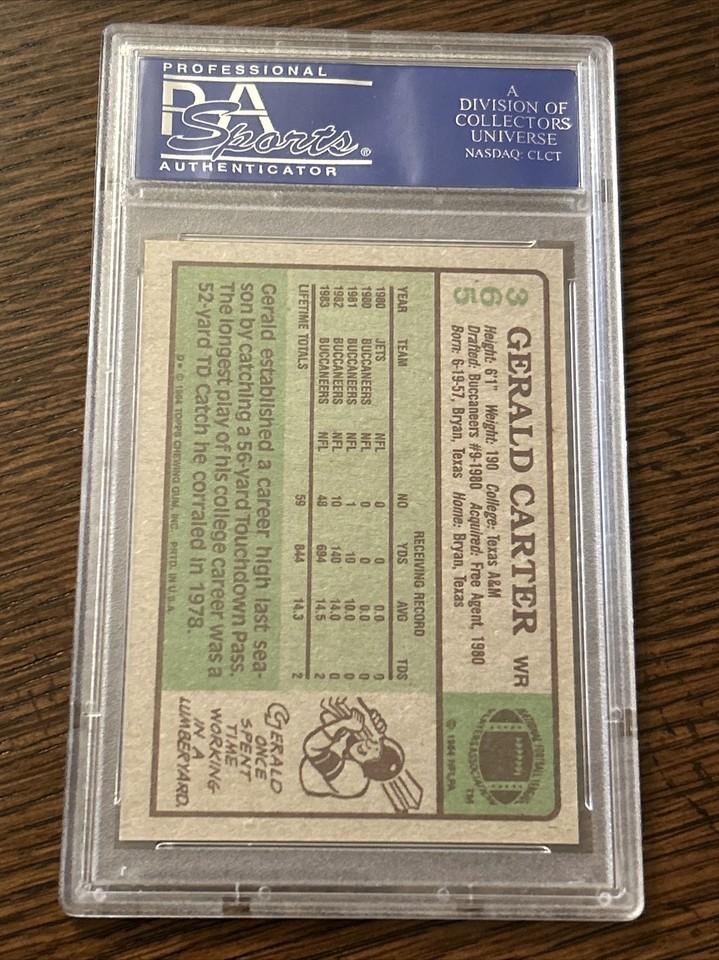 1984 TOPPS GERALD CARTER ROOKIE RC 365 TAMPA BAY BUCCANEERS TOP POP ...