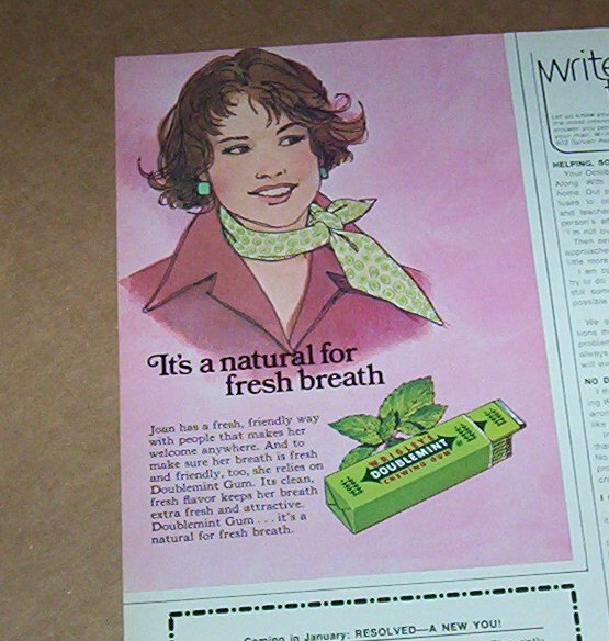 1975 print ad - Wrigley's Doublemint chewing Gum lady art artwork ...
