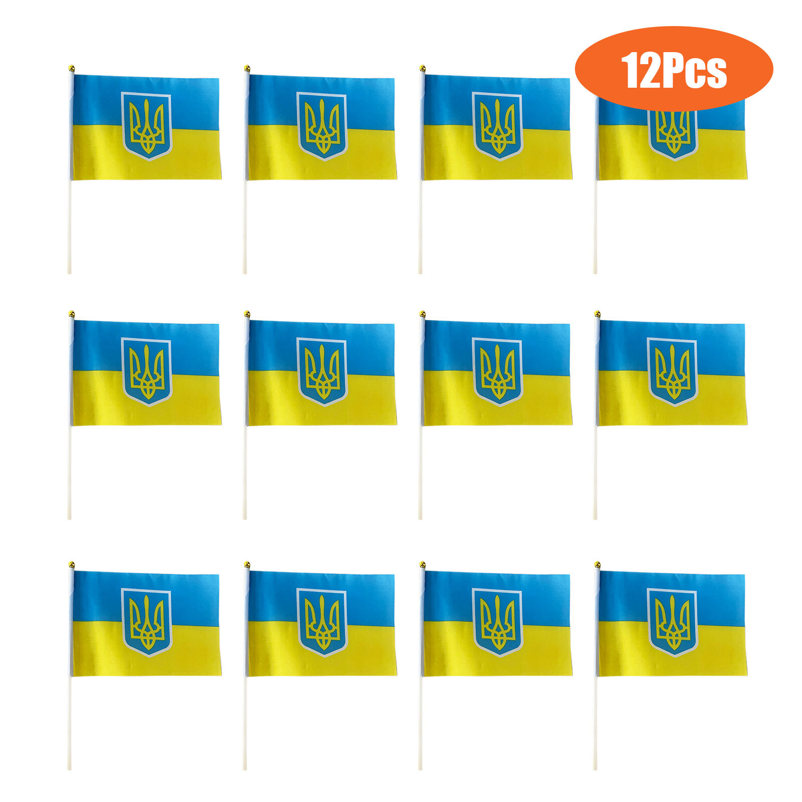 Ukraine Hand Held Flags - 12 Pack Mini Ukraine Country Stick Flag ...
