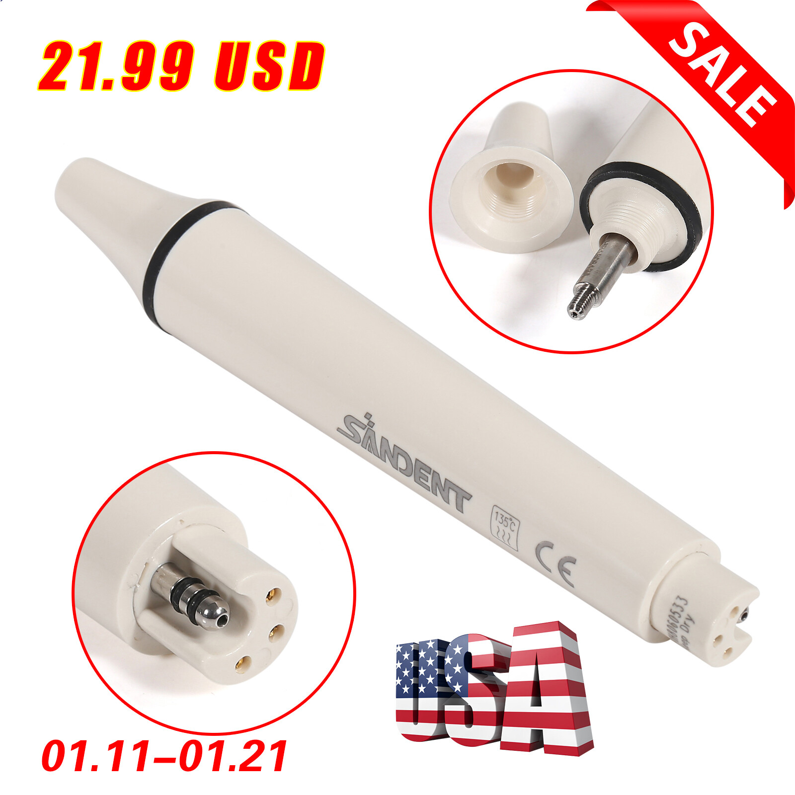 USA STOCK Dental Ultrasonic Scaler detachable Handpiece fit EMS Tips ...